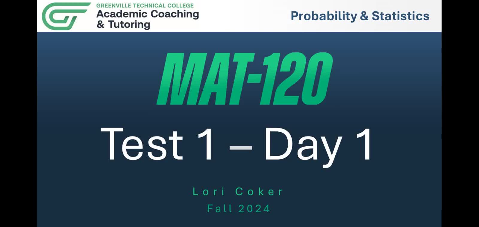 MAT-120 Test 1 Day 1