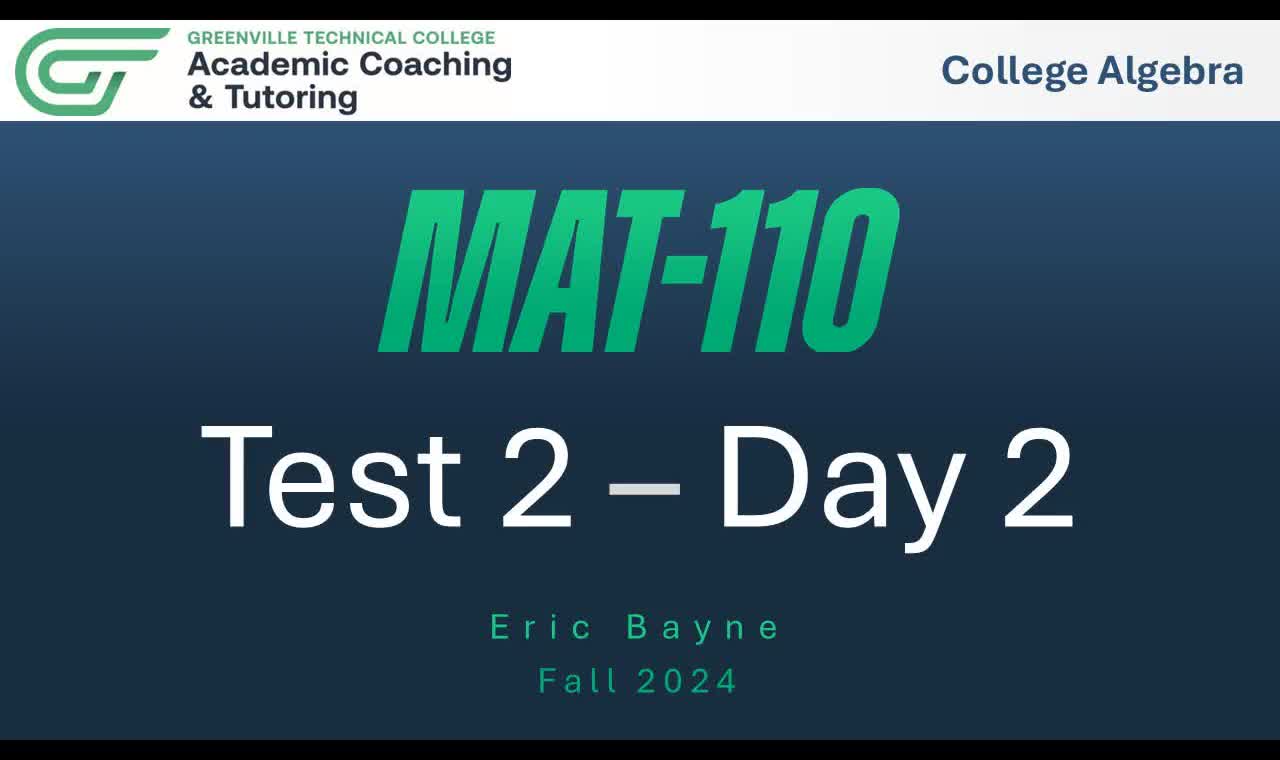 MAT-110 Test 2 - Day 2